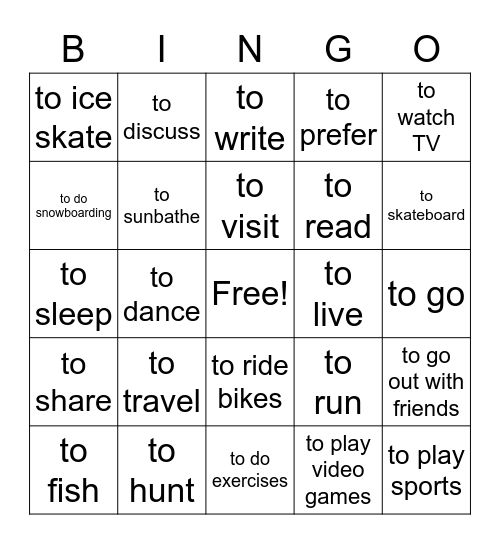 En mi tiempo libre - In my free time Bingo Card