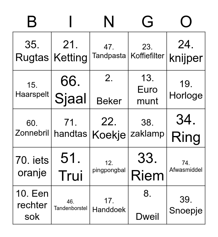 Levend Bingo Card