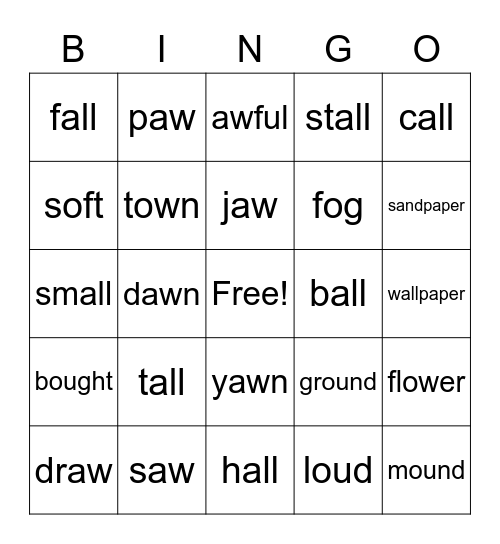 aw/au Bingo Card