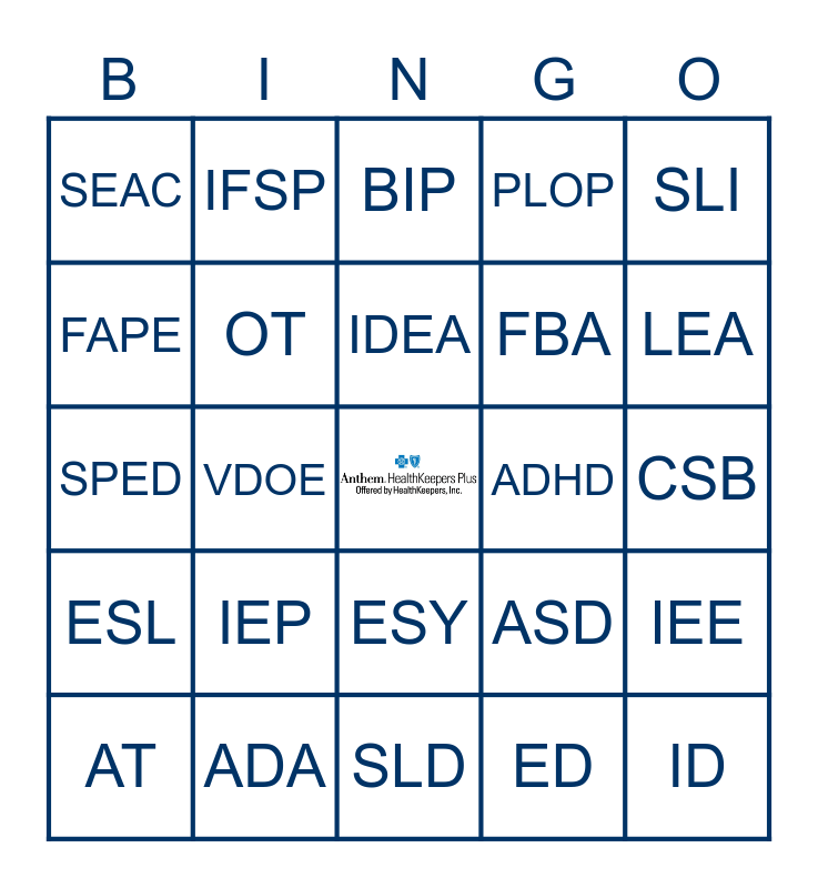 BINGO DE EDUCACION ESPECIAL Bingo Card
