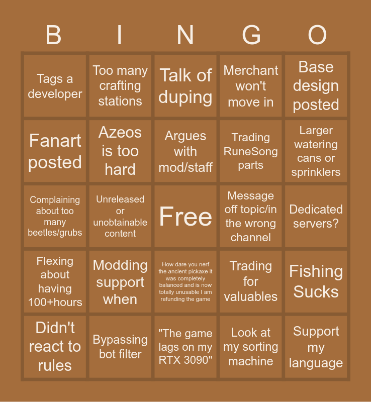 CK Mod Bingo Card