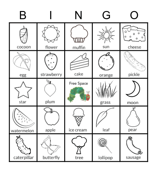 The Very Hungry Caterpillar Bingo Card