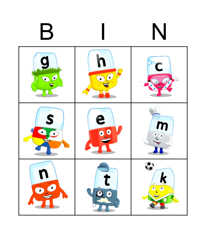 Alphablocks Phase 2 Bingo Card