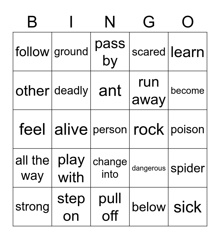 Intermediate A3 Bingo Card