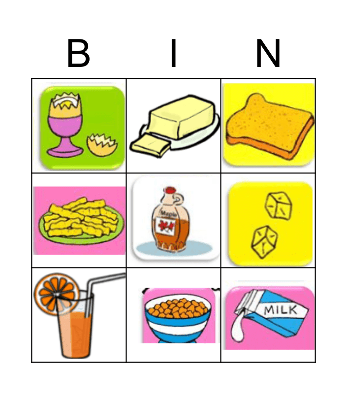 Ketchup on your Cornflakes Bingo Card