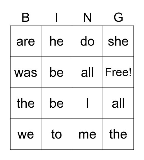 Blue Tricky Word Bingo Card
