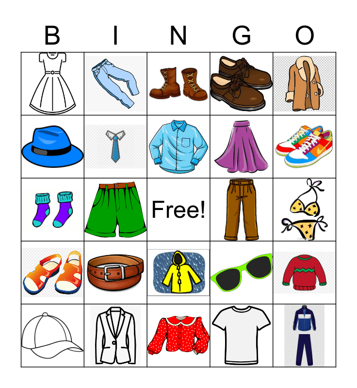 Les Vêtements Bingo Card