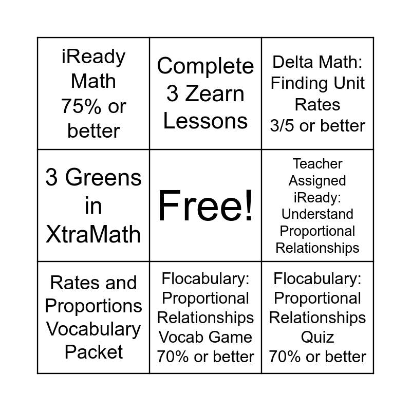 6th Period Math Bingo Card 6th Period Math Bingo Card