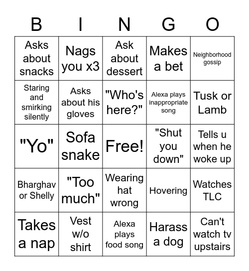 Chris Rothermel Special Bingo Card