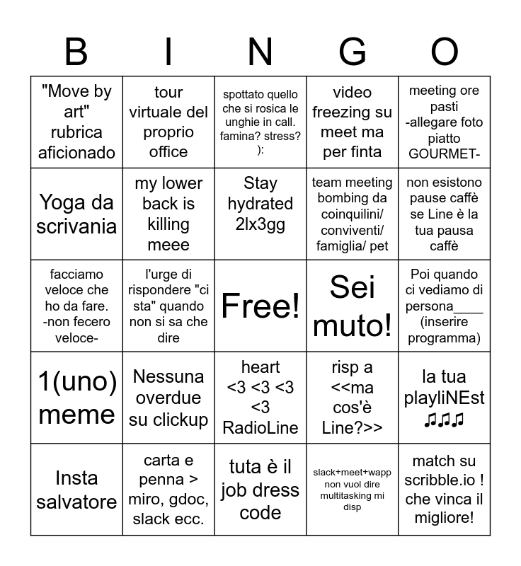 BINGOLine Bingo Card