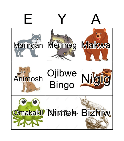 Ojibwe Bingo Card