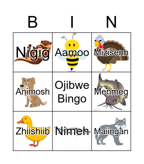 Ojibwe Bingo Card
