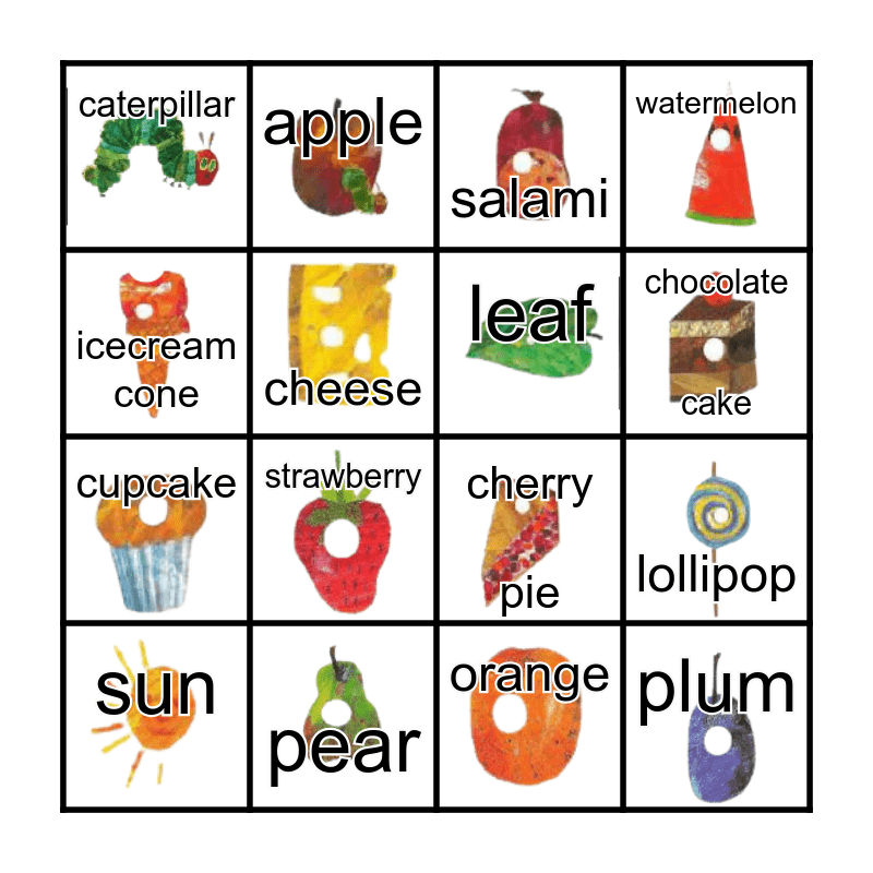 Very Hungry Caterpillar Bingo Card
