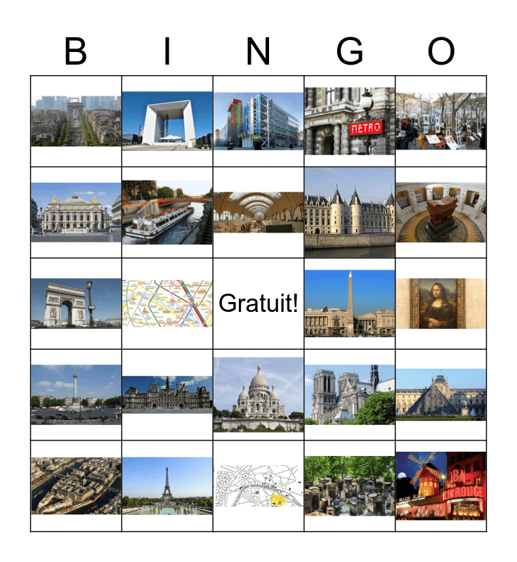 Paris Bingo Card