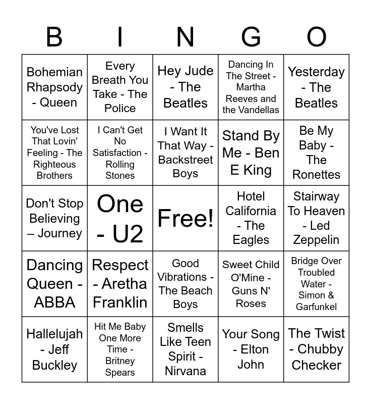 CHORUS BINGO! Bingo Card
