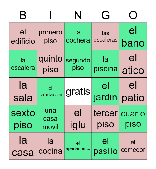 La Casa Bingo Card