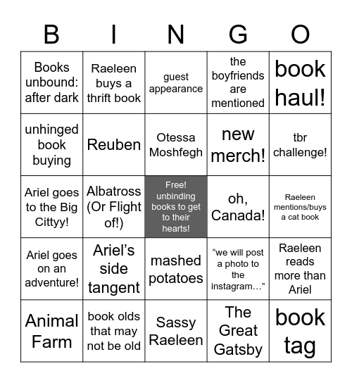 Books UnBound! Bingo Card