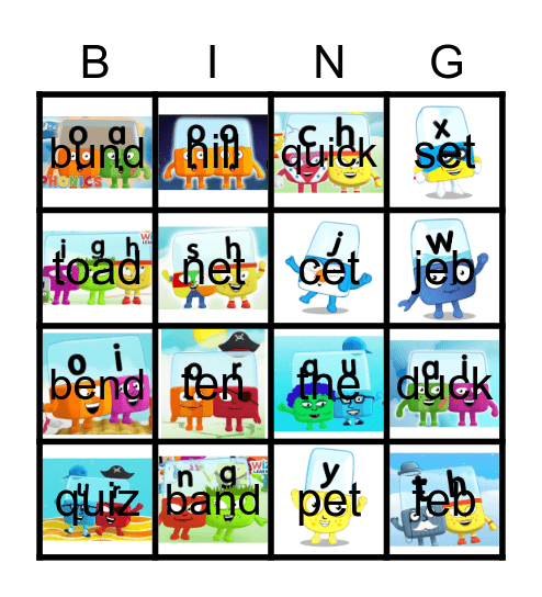 Alphablocks Bingo Phase 3 Bingo Card