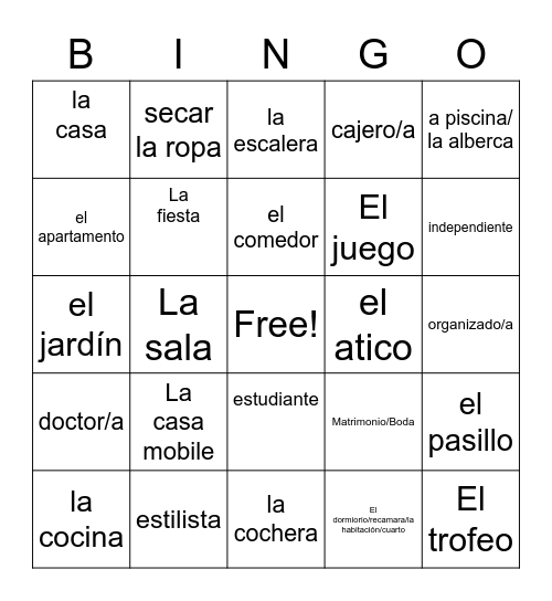 La casa Bingo Card