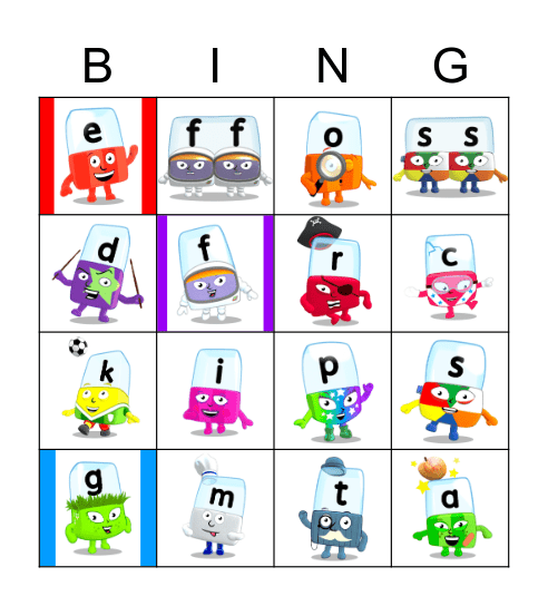 Alphablocks Phase 2 Bingo Card
