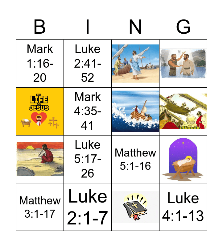 The Life of Jesus Bingo Card