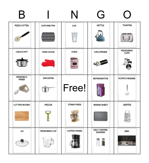 Kitchen Bingo Card