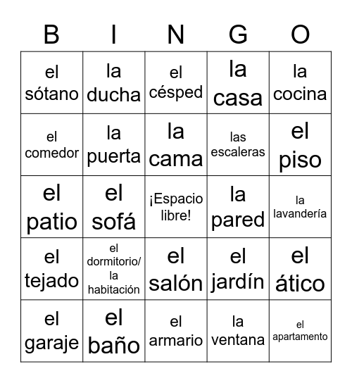 La casa Bingo Card