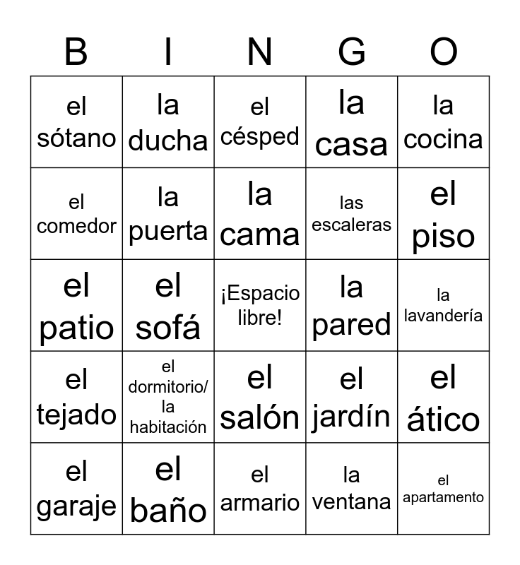 La casa Bingo Card