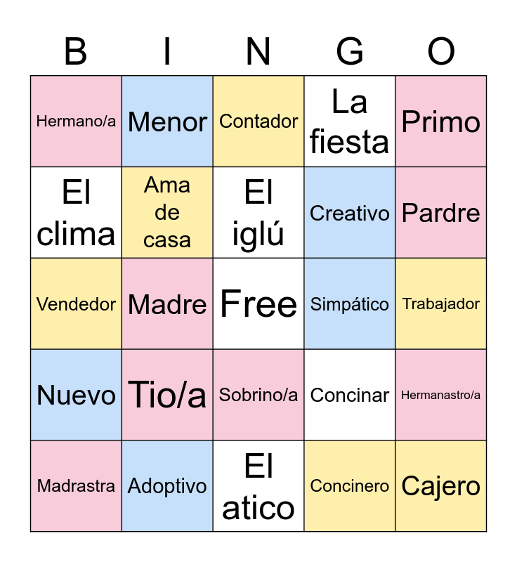La Familia Bingo Card
