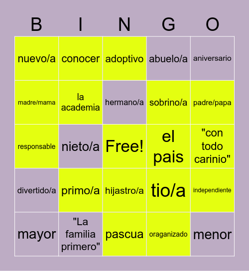 La Familia by Mahjabin Ishika Bingo Card