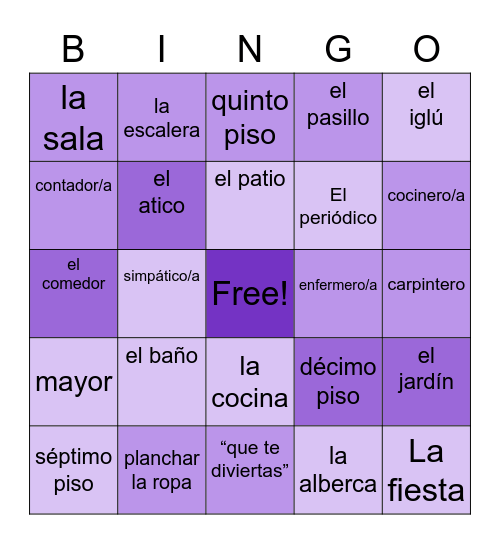 La casa Bingo Card