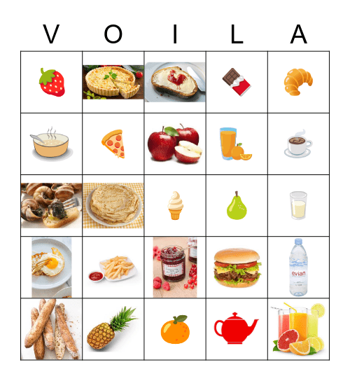 La Nourriture Bingo Card