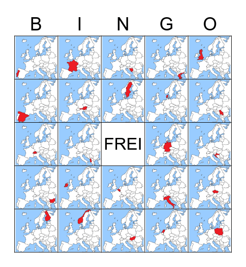 EUROPEAN MAP Bingo Card
