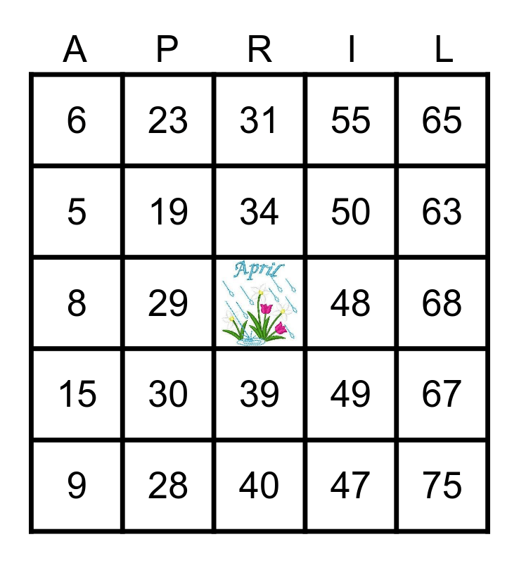 April Showers Bingo Card