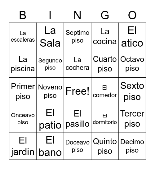 La Casa Bingo Card