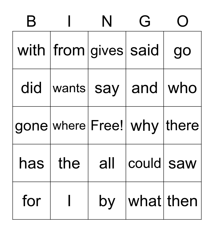 EL Education Grade One Cycle 1-10 Sight Words Bingo Card