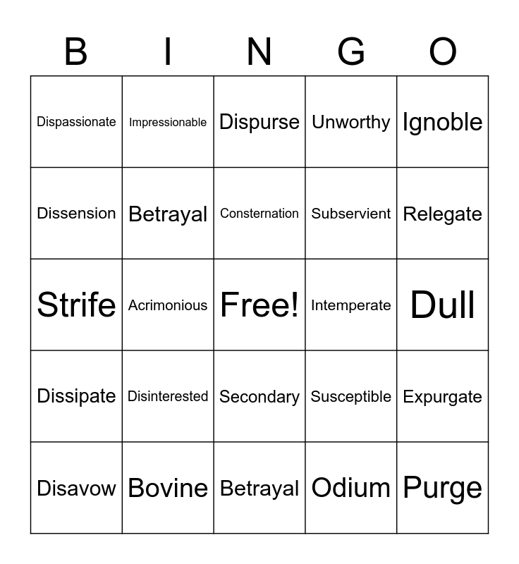 Unit 7 Bingo Card