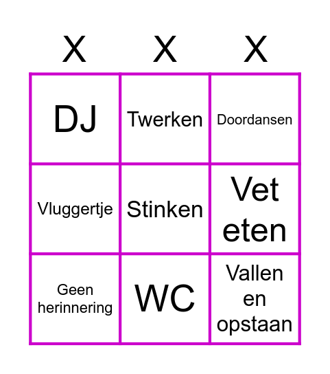 Grote NSFW Bingo Afterparty Bingo Card