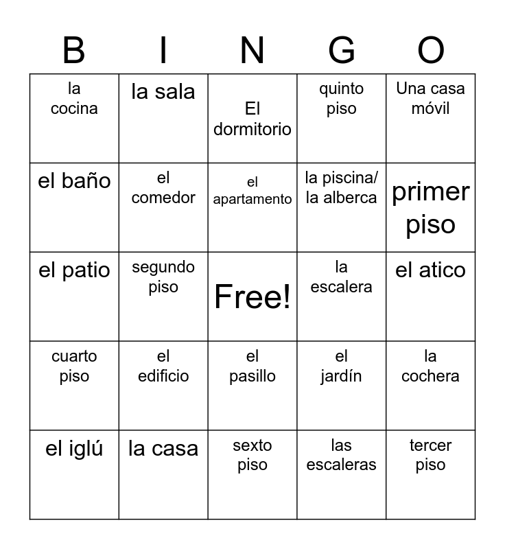 LA CASA Bingo Card
