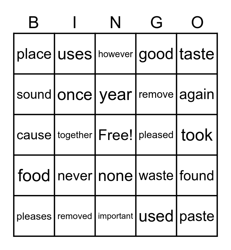 Wilson Step 4 HFW Bingo Card