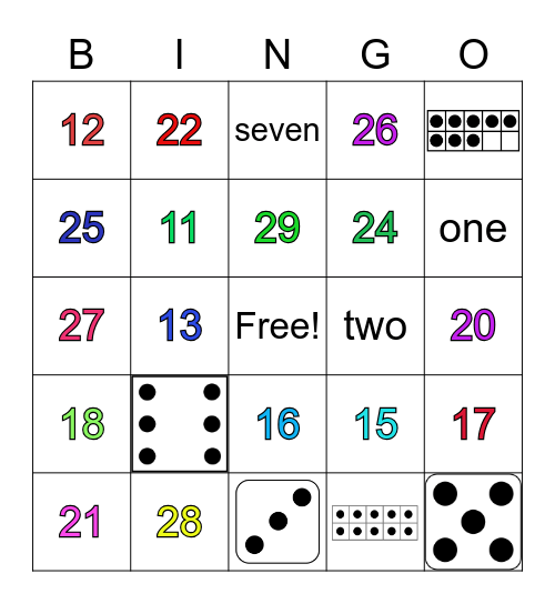 Number Bingo 0-30 Bingo Card