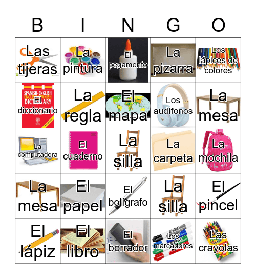 Los Utiles Escolares Bingo Card