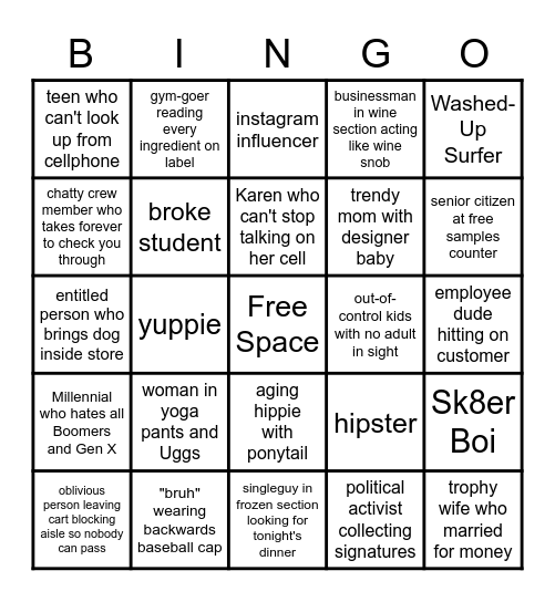 People You See At Trader Joe's Bingo Card