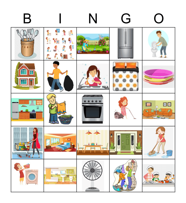 La Casa y los quehaceres domésticos Bingo Card