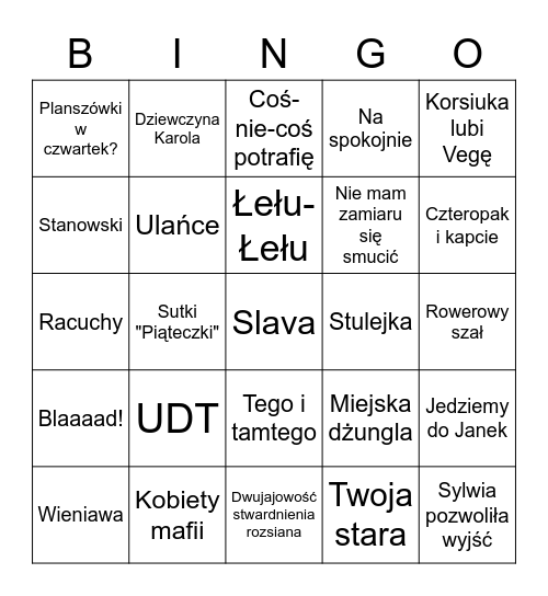 Stulejkowe Bingo Card