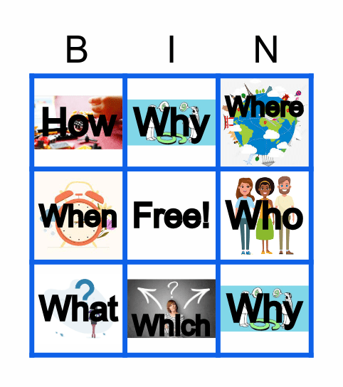 Wh Words Bingo Card