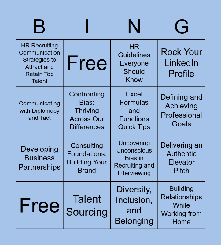 LinkedIn Learning Bingo Card