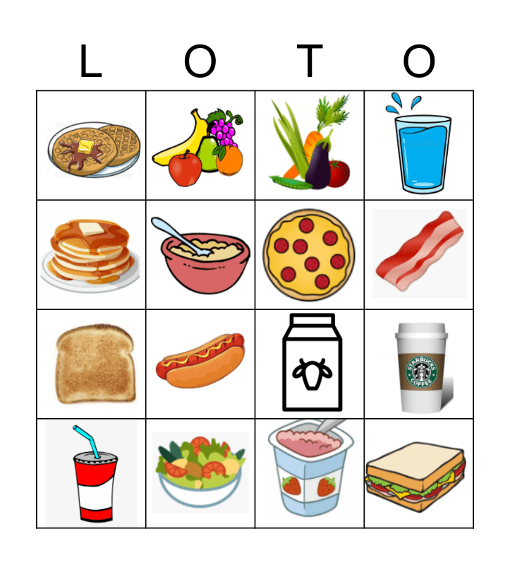 El Desayuno y El Almuerzo Bingo Card