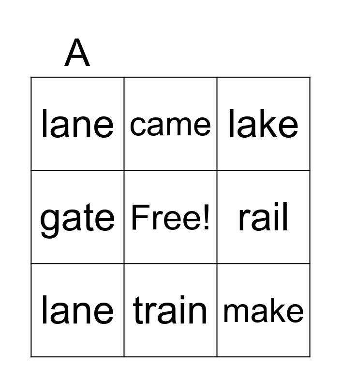 long-a-words-bingo-card