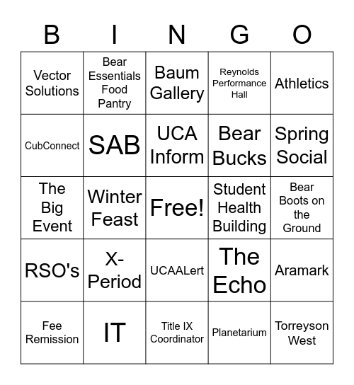 Bear Bingo Card
